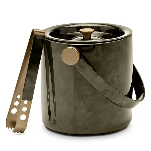 BLUE PHEASANT Nelson Ice Bucket With Tongs - Gray Gloss