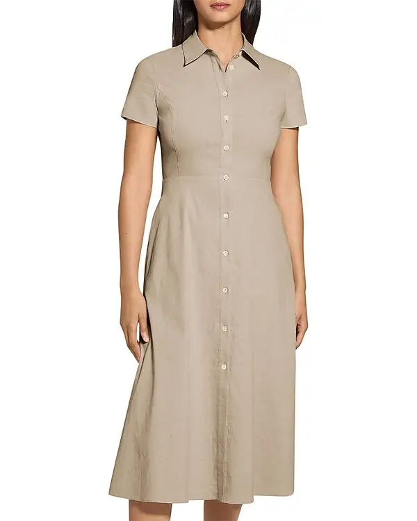 Theory Midi Shirtdress - Soft Taupe