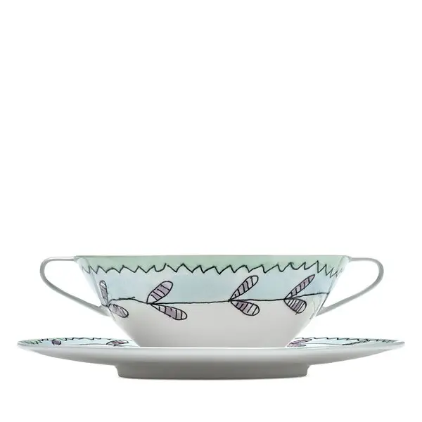 SERAX Marni Blossom Milk Soup Bowl With Handles & Saucer