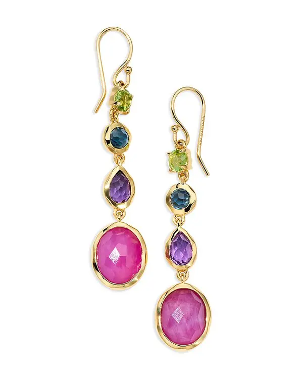 Ippolita 18k Yellow Gold Rock Candy Multi Stone Linear Drop Earrings - Multi/gold