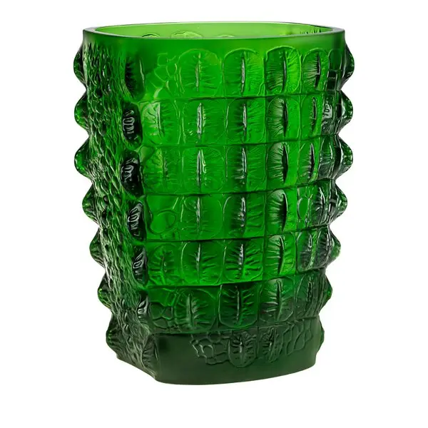 Lalique Crocodile Vase - Amazon Green