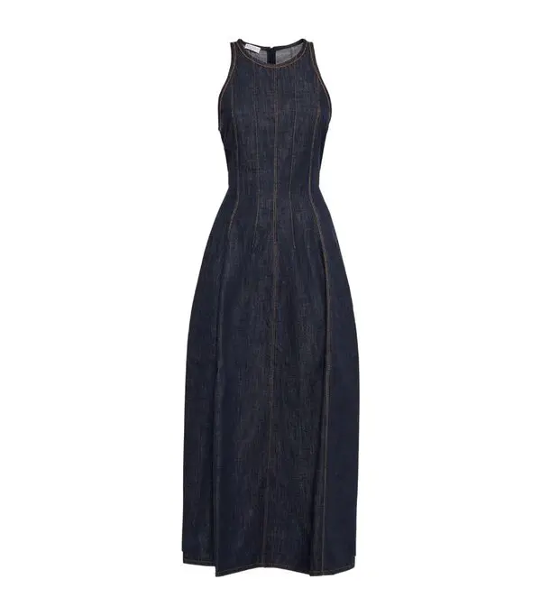 Brunello Cucinelli Lightweight Denim Seam-Detail Dress In Blue - 39% Off |  Editorialist