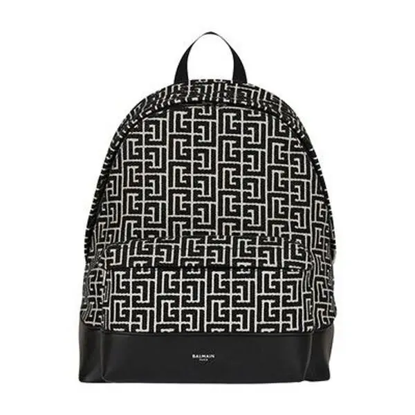 Balmain Backpack With Jacquard Monogram - Black | Editorialist