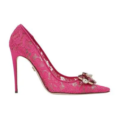 Dolce Gabbana Rainbow Lace In Lurex Lace Pumps Pink Editorialist