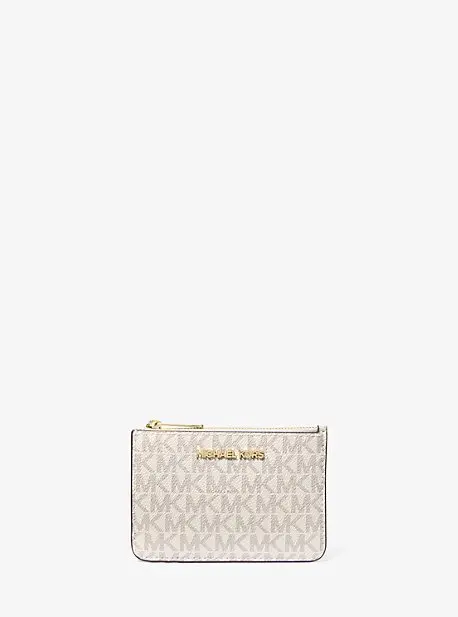 Michael Kors Jet Set Travel Small Signature Logo Coin Purse - Natural