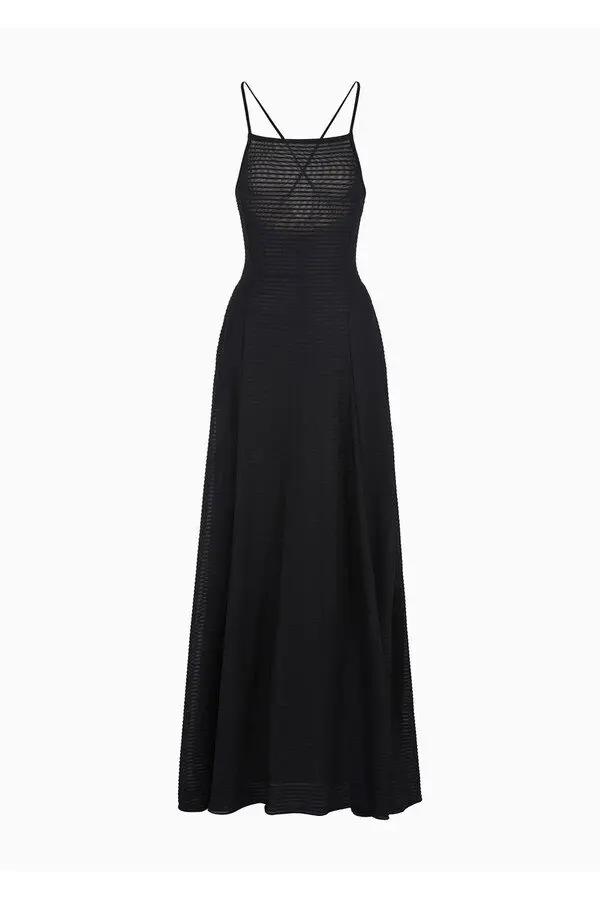 Emporio Armani Long Dress In Ottoman-Look Jersey - Black | Editorialist