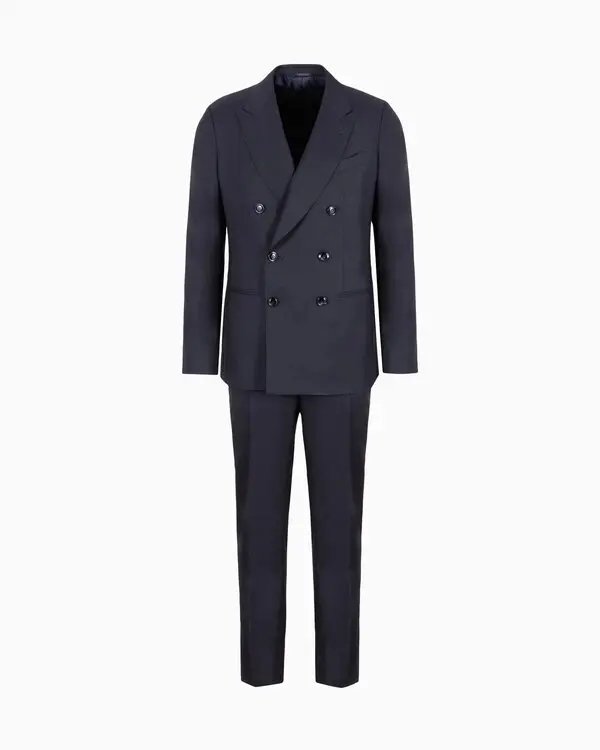 Giorgio Armani Napoli Line Double-breasted Cashmere And Silk Suit - Blue
