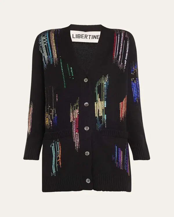 Libertine Fwb Oversized Cashmere Cardigan With Crystal Detail