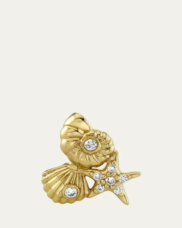 SYDNEY EVAN Diamond Shell Cluster Stud Earrings