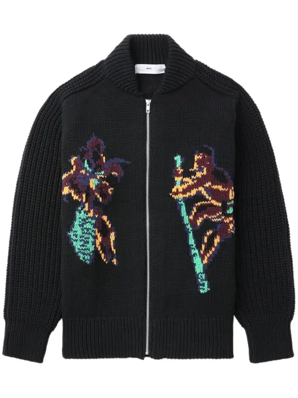Toga Intarsia-knit Zip-up Cardigan