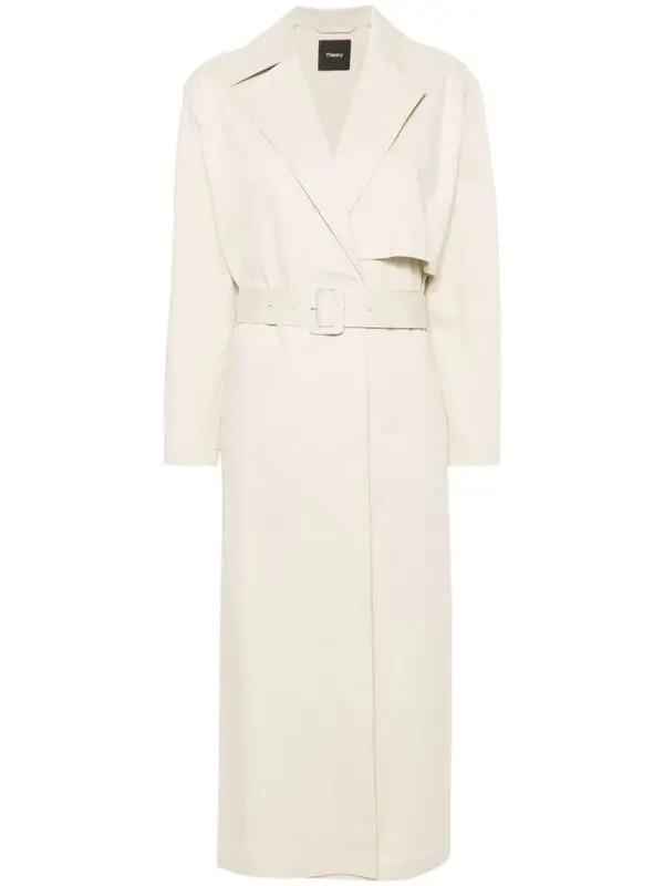 Theory Twill Belted Maxi Trench Coat