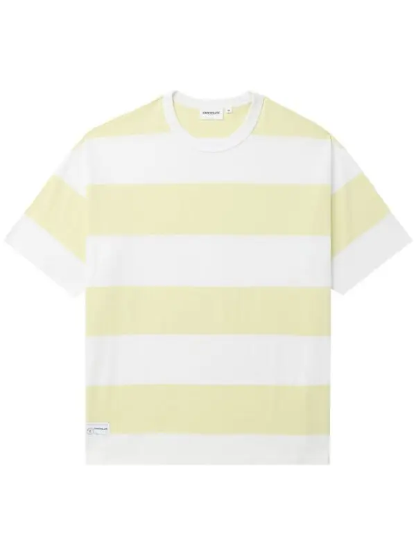 CHOCOOLATE Logo-patch Striped Cotton T-shirt