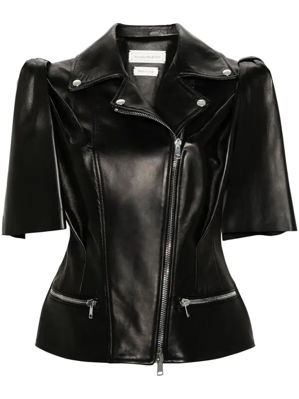 Alexander McQueen Knotted Bow Leather Biker Vest