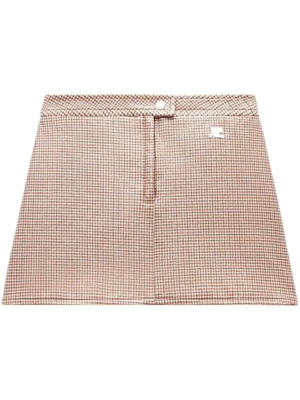 COURREGES Re-edition Checked Miniskirt - Brown