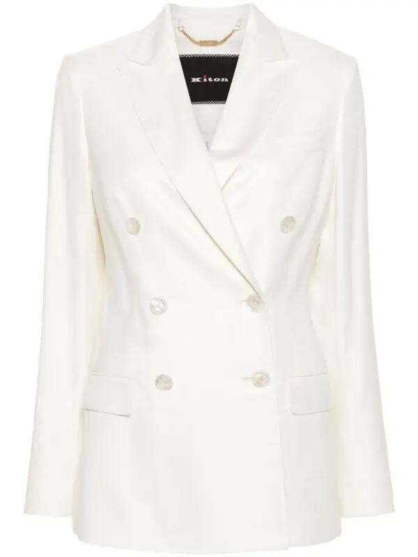 Kiton Double-breasted Canvas Blazer - Neutrals