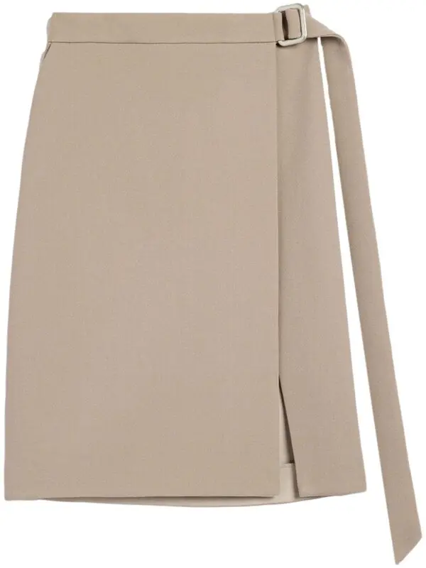 Ami Virgin Wool Wrap Midi Skirt
