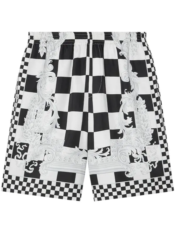Versace Barocco Check-print Shorts - Black