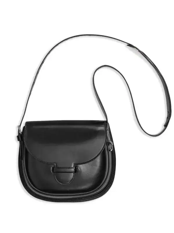 Lemaire Cartridge Sport Leather Shoulder Bag Black 30% Off