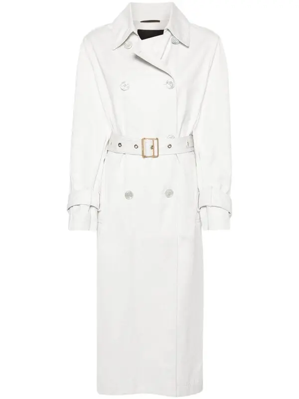 MOORER Twill Double-breasted Trench Coat - White