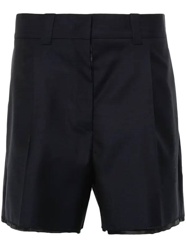 Miu Miu Logo-embroidered Wool Shorts