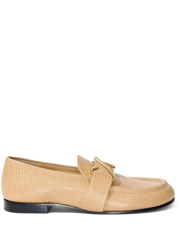 Proenza Schouler Monogram-plaque Embossed-leather Loafers - Neutrals