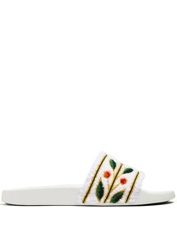 Casablanca Embroidered Terry Slides - White