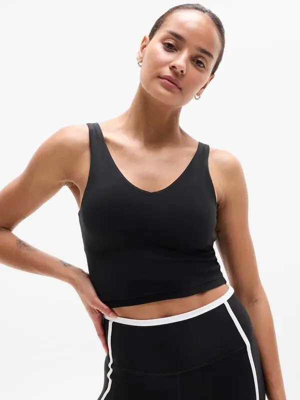 Athleta Transcend V-neck Crop Sports Bra A-c - Black