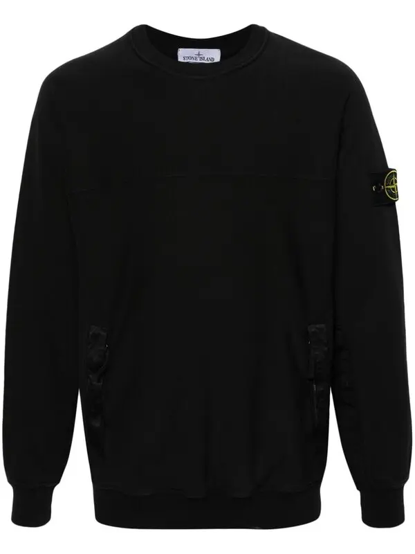 Stone Island Compass-badge Cotton Sweatshirt - Black