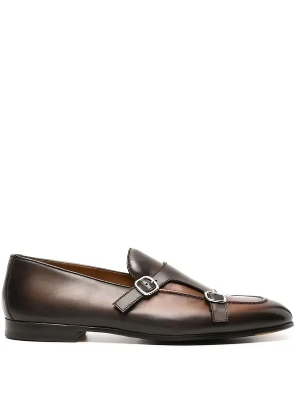 DOUCAL'S Faded-effect Leather Monk Shoes