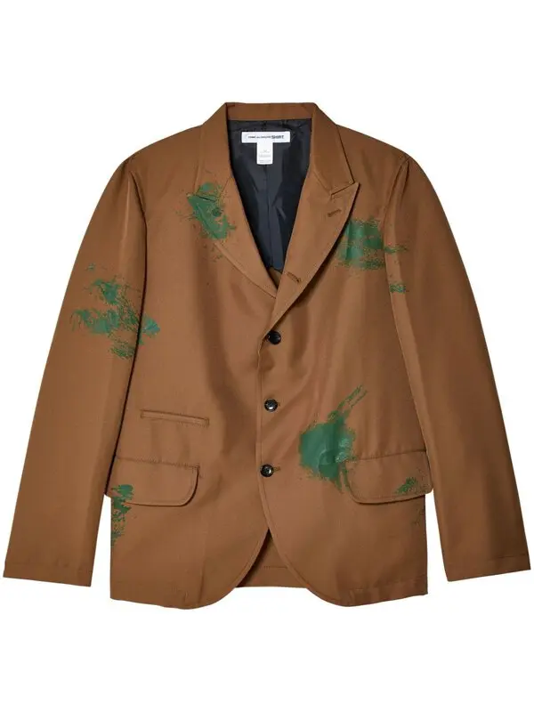 Comme Des Garçons Paint-splatted Single-breasted Blazer