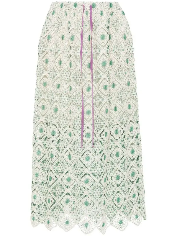 La DoubleJ Macramé Midi Skirt