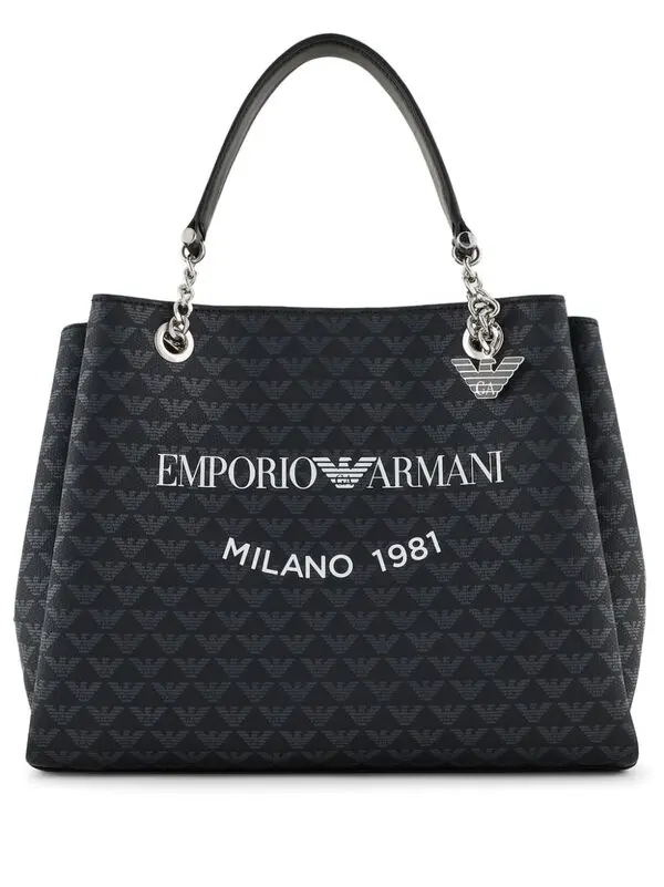 Emporio Armani Milano 1981 Logo-print Tote - Black