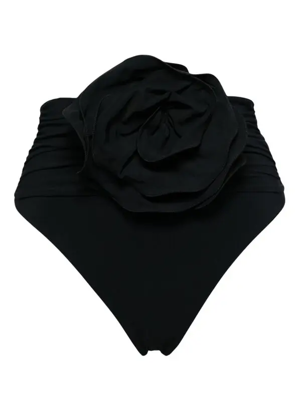 Magda Butrym Floral Appliqué Bikini Bottom - Black