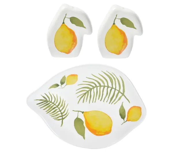 TEMP-TATIONS Figural Salt And Pepper Shakers Wi H Plate