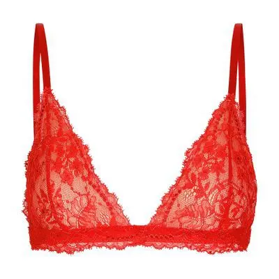 Dolce & Gabbana Chantilly Lace Triangle Bra - Red | Editorialist