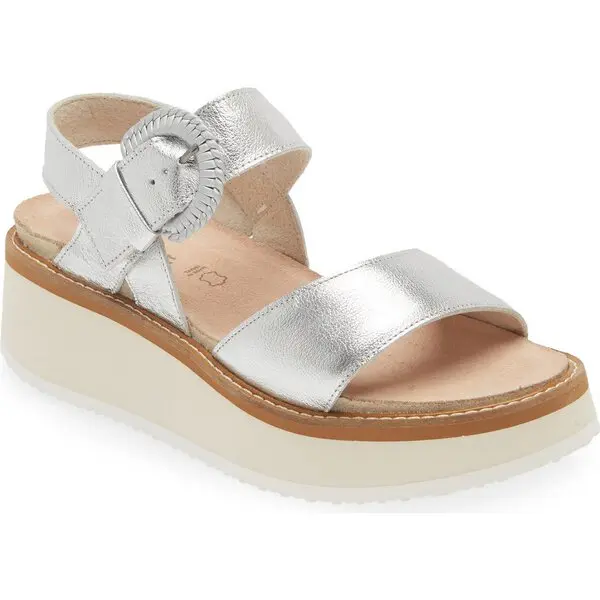 Naot Crepe Platform Sandals - Soft Silver Leather