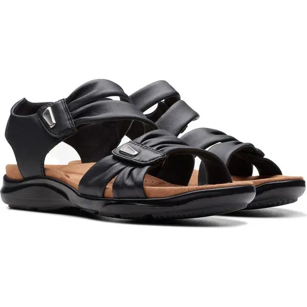 Clarks Kitly Ave Sandals - Black Leather