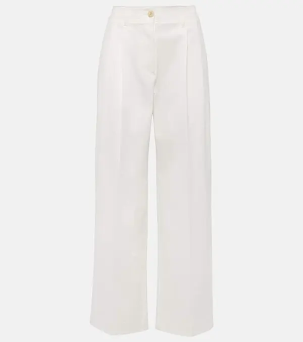 TOTÊME High-rise Wide-leg Twill Pants - White