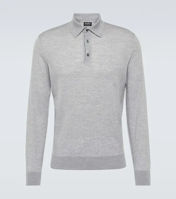 Zegna High Performance Wool Polo Sweater - Grey