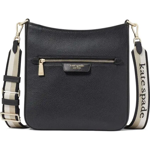 Kate Spade New York Hudson Pebble Leather Messenger Bag - Black