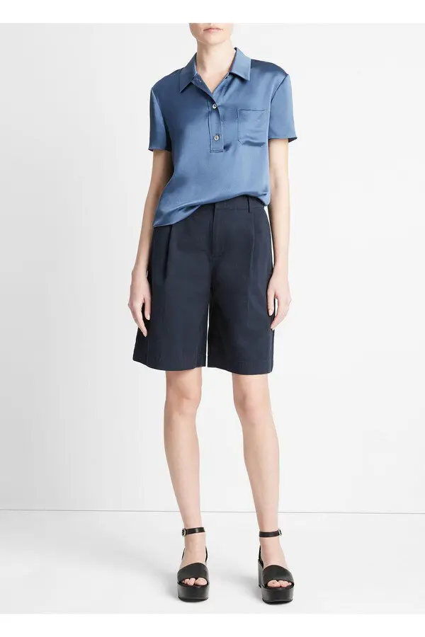 Vince Washed Cotton Twill Shorts - Black