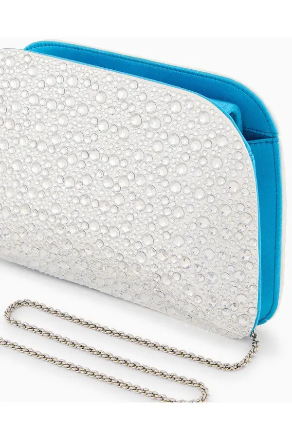 Giorgio Armani La Prima Satin And Rhinestone Clutch - White