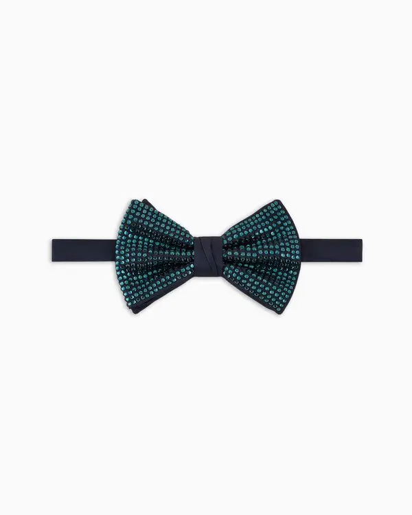 Giorgio Armani Large Rhinestone Silk-blend Bow Tie - Blue