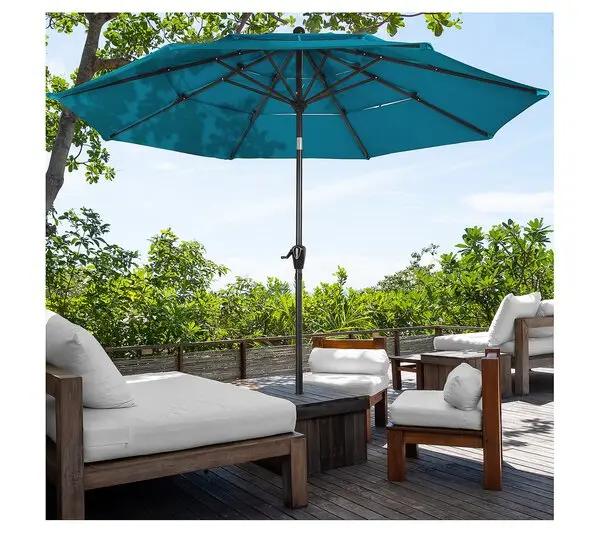 PURE GARDEN 10ft Patio Umbrella 3-tiered Sunsha De Button Tilt