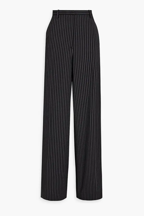 Versace Pinstriped Wool-blend Twill Wide-leg Pants