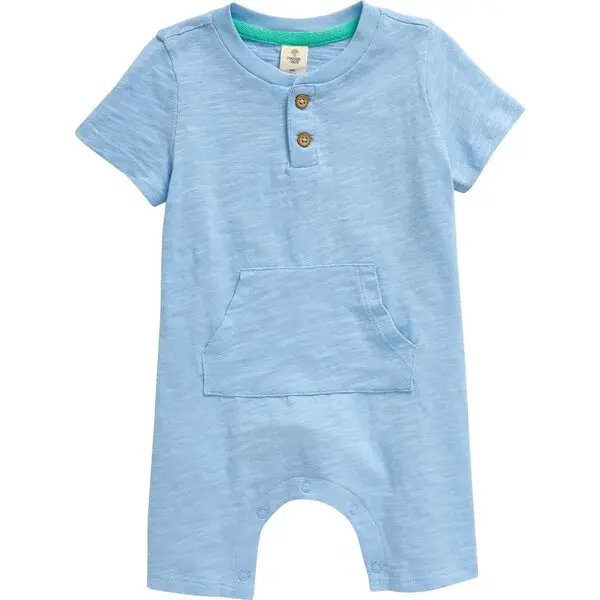 TUCKER + TATE Henley Pocket Romper - Blue Placid