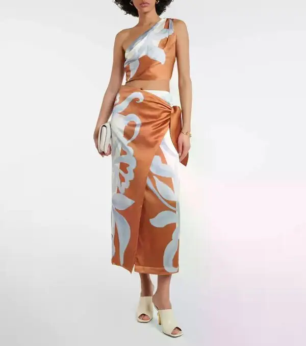 Sir The Label Sorrento Printed Silk Wrap Skirt