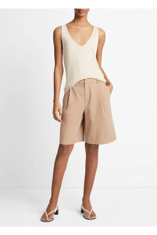 Vince Washed Cotton Twill Shorts - Natural