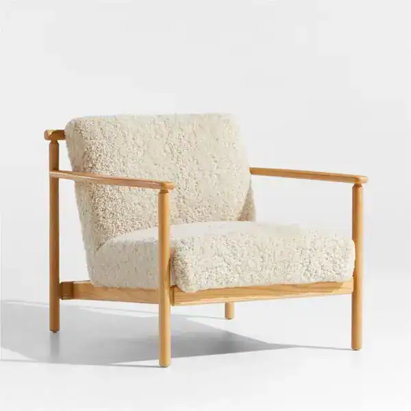 Crate Barrel Ojai Shearling Accent Chair In Off White 60% Off