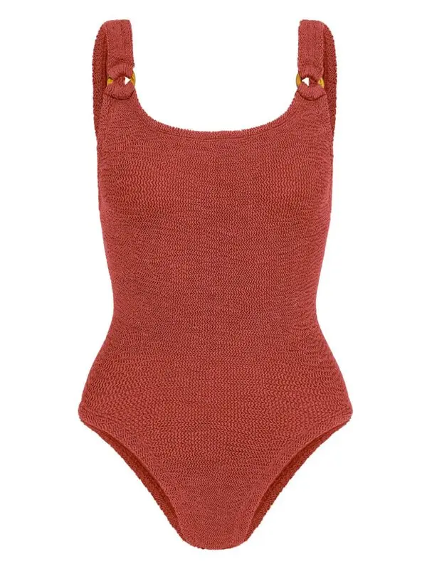 Hunza G Domino Crinkled-effect Swimsuit - Red